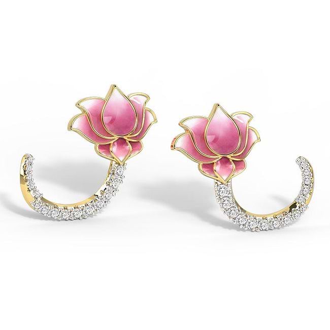 Lotus diamond earrings store