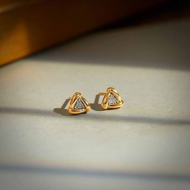 long triangle stud earrings