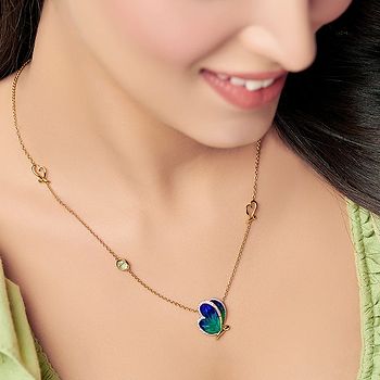 Shop Flap Blue Butterfly Diamond Necklace Online - CaratLane US